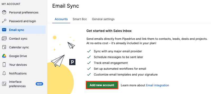 How can I set up the email sync? - Knowledge Base | Pipedrive